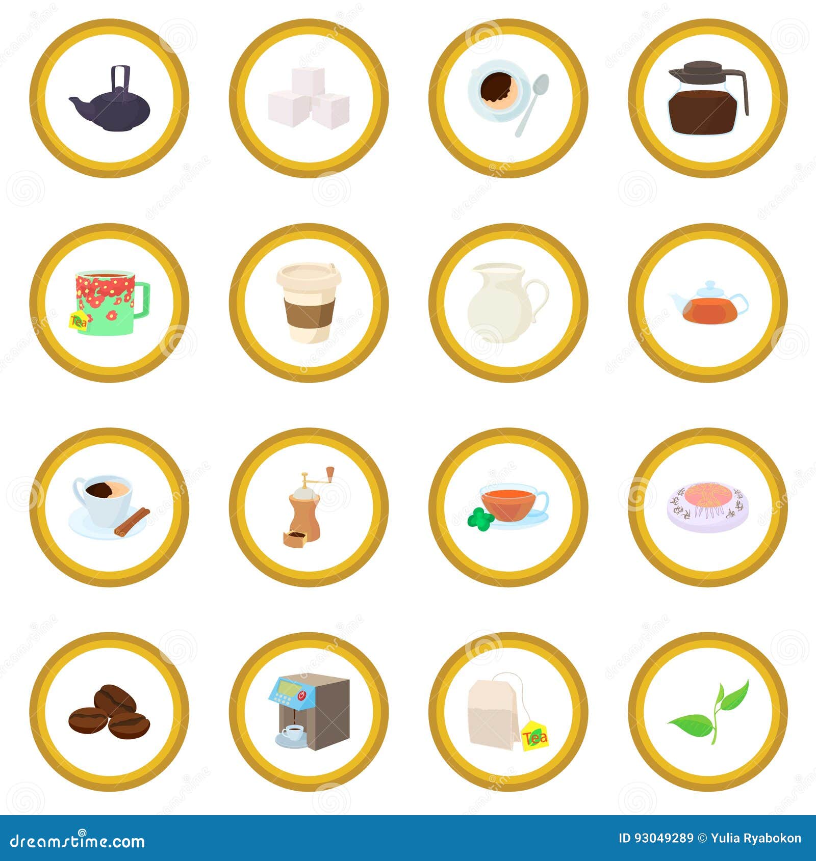 Coffee and tea icon circle stock vector. Illustration of food - 93049289