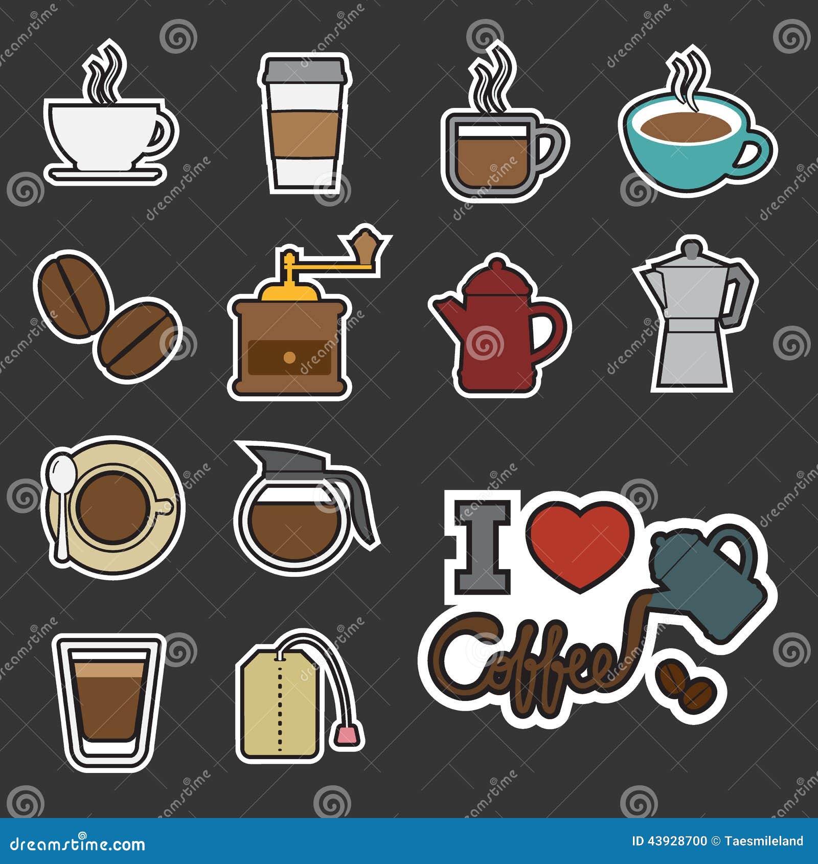 Coffee and tea icon stock vector. Illustration of cafe - 43928700