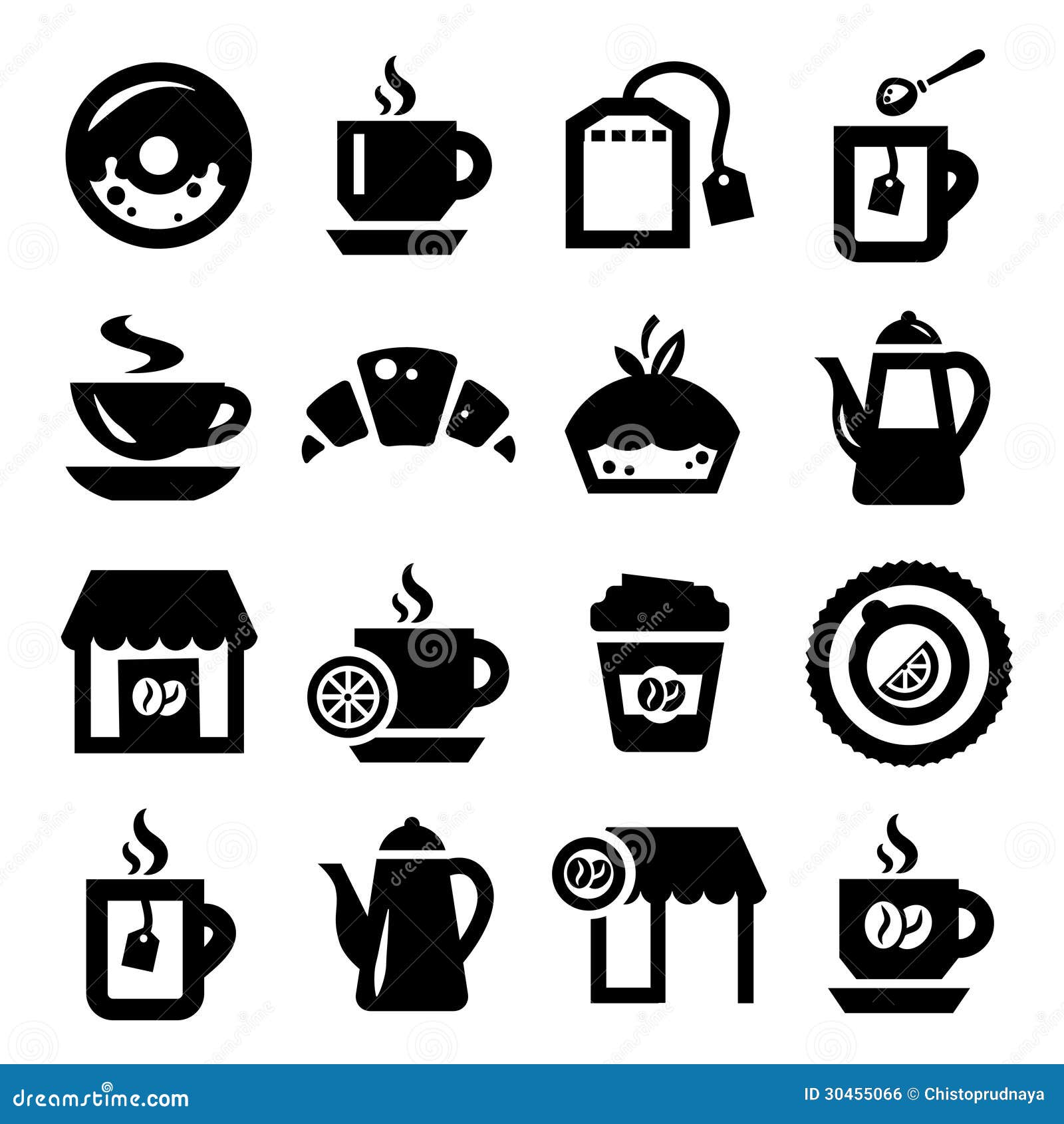 Coffee and tea icons set stock vector. Illustration of silhouettes ...