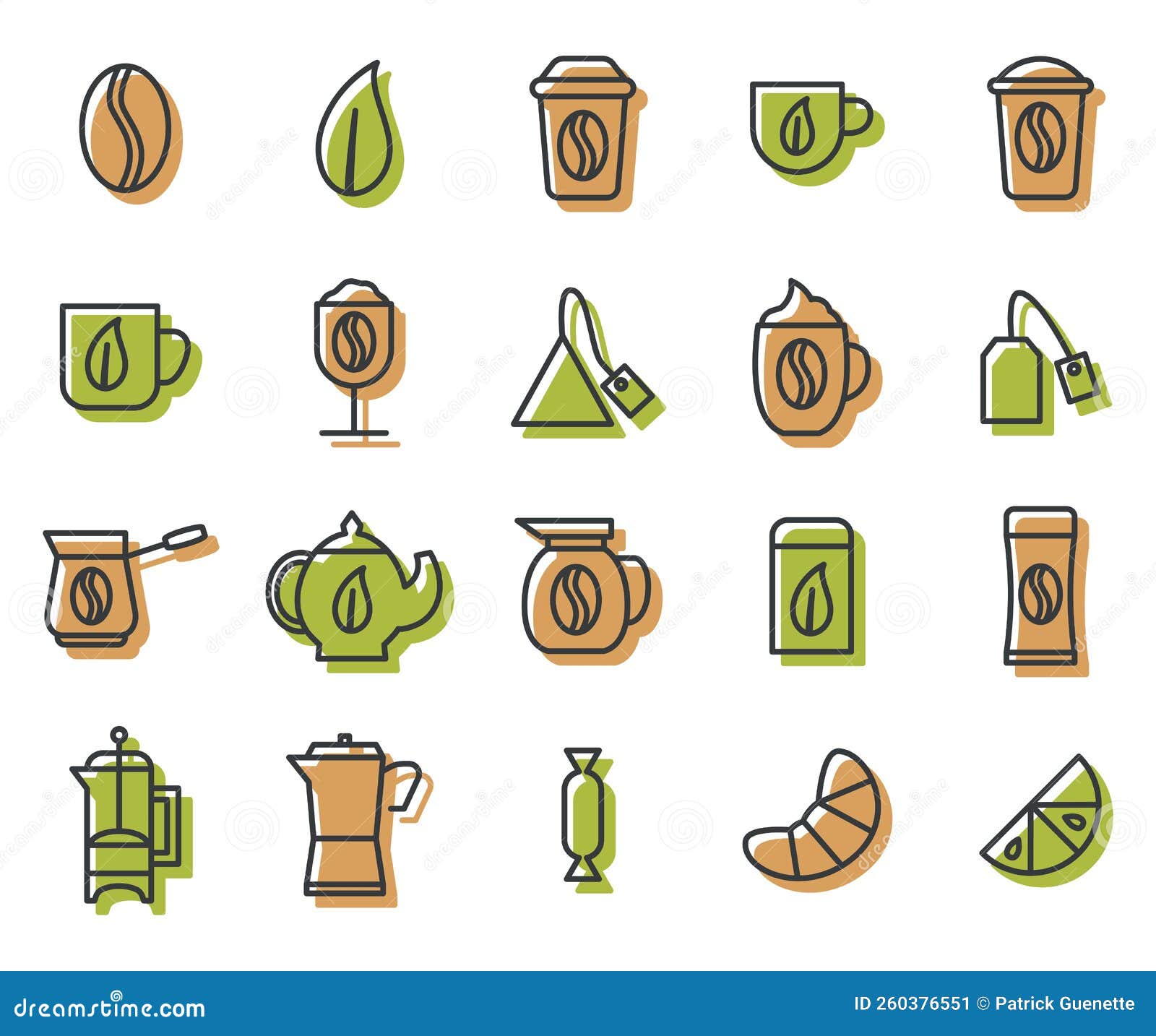 Coffee and tea, icon stock vector. Illustration of symbol - 260376551