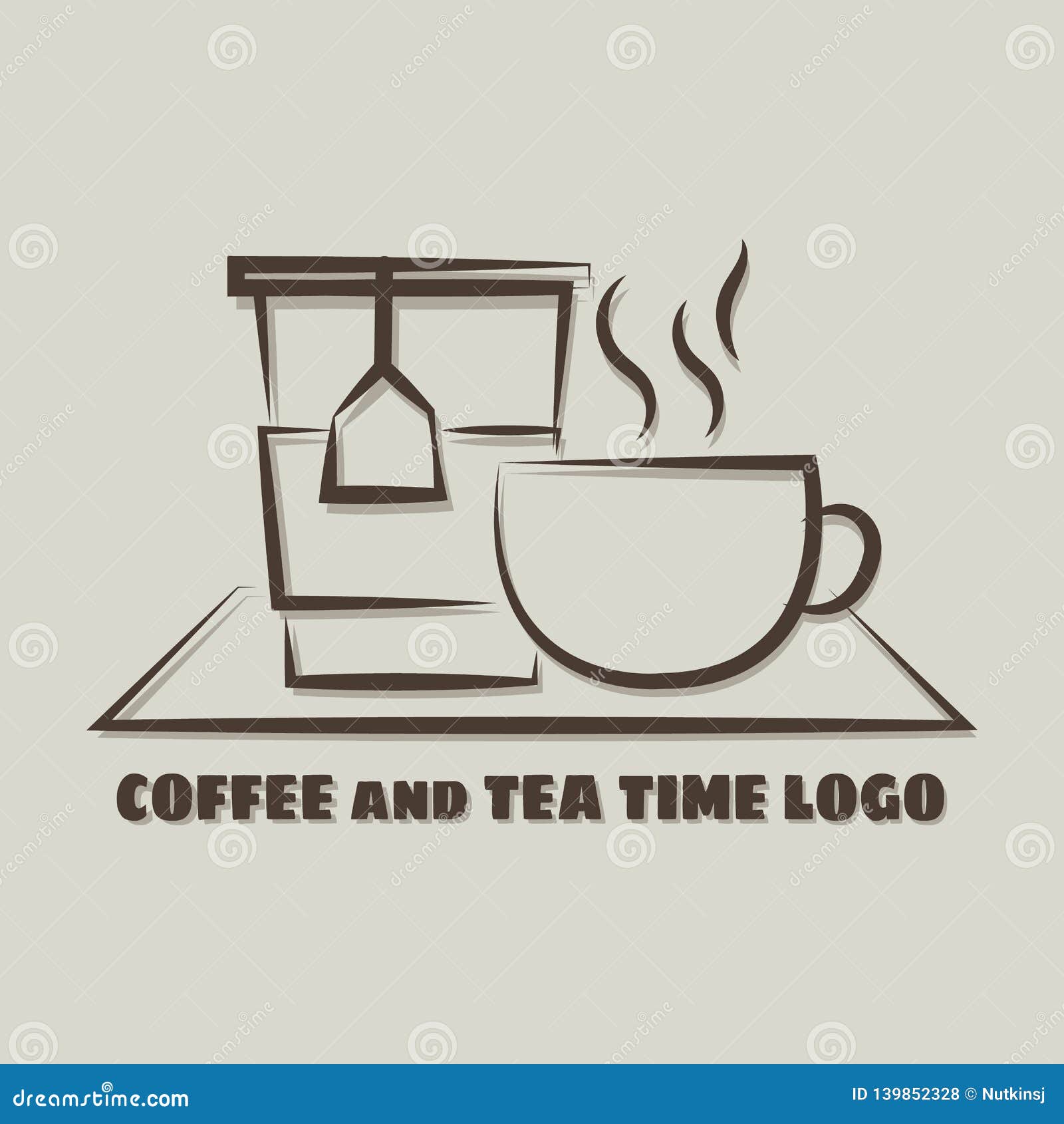 Coffee and Tea Logo stock vector. Illustration of drawing - 139852328