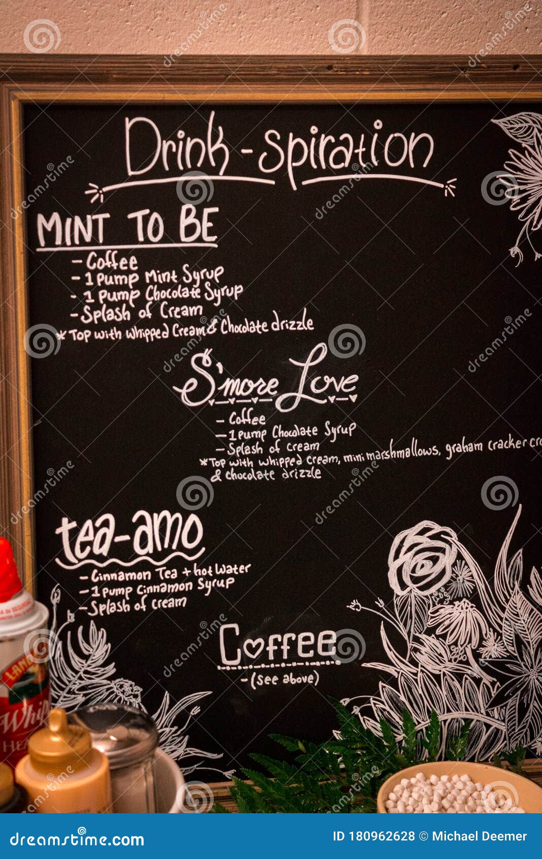 Coffee and Tea Menu at a Wedding Reception Stock Photo - Image of macro ...