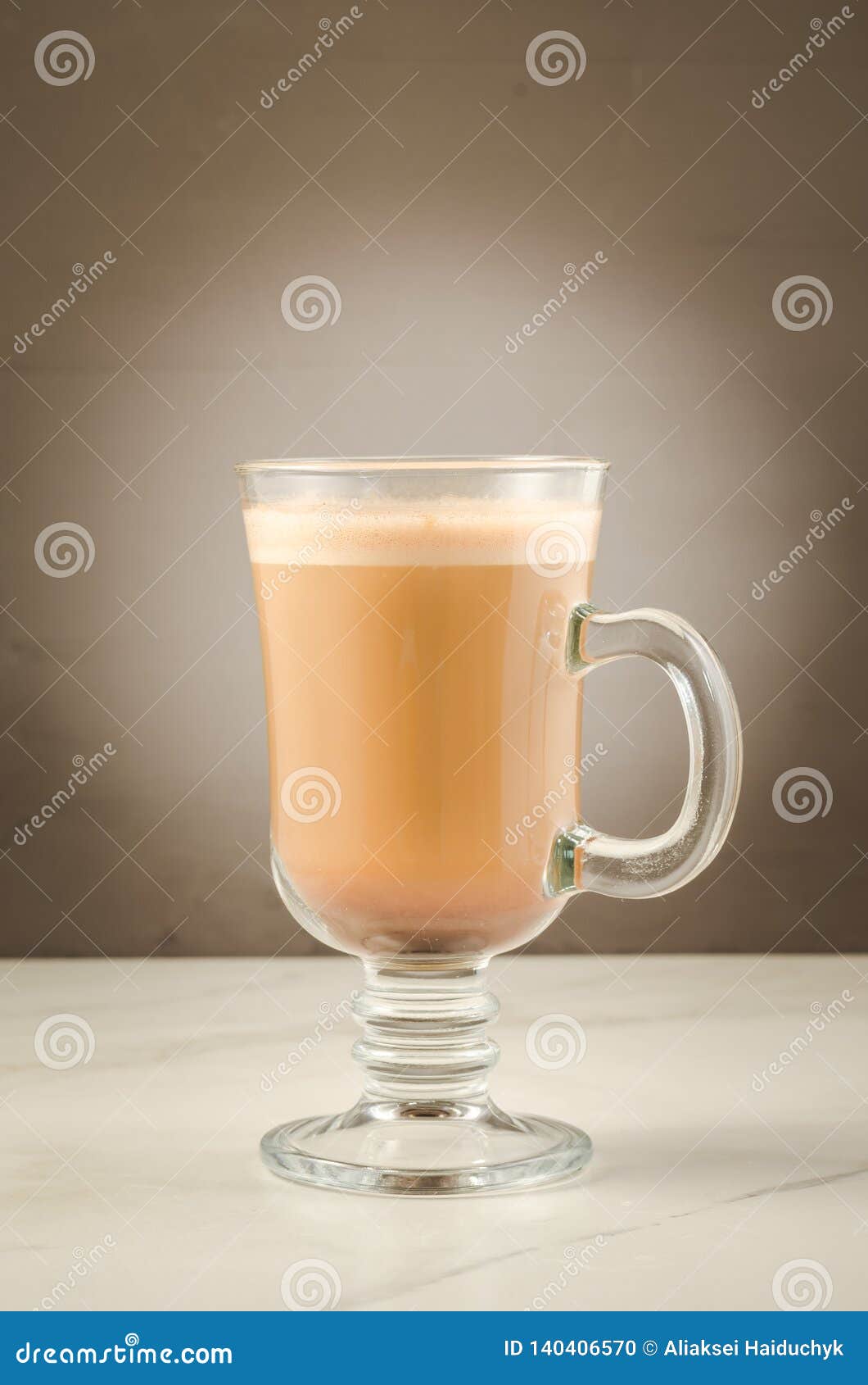 Coffee of Tea with Milk/ Cup of Coffee with Milk on a Marble Table ...