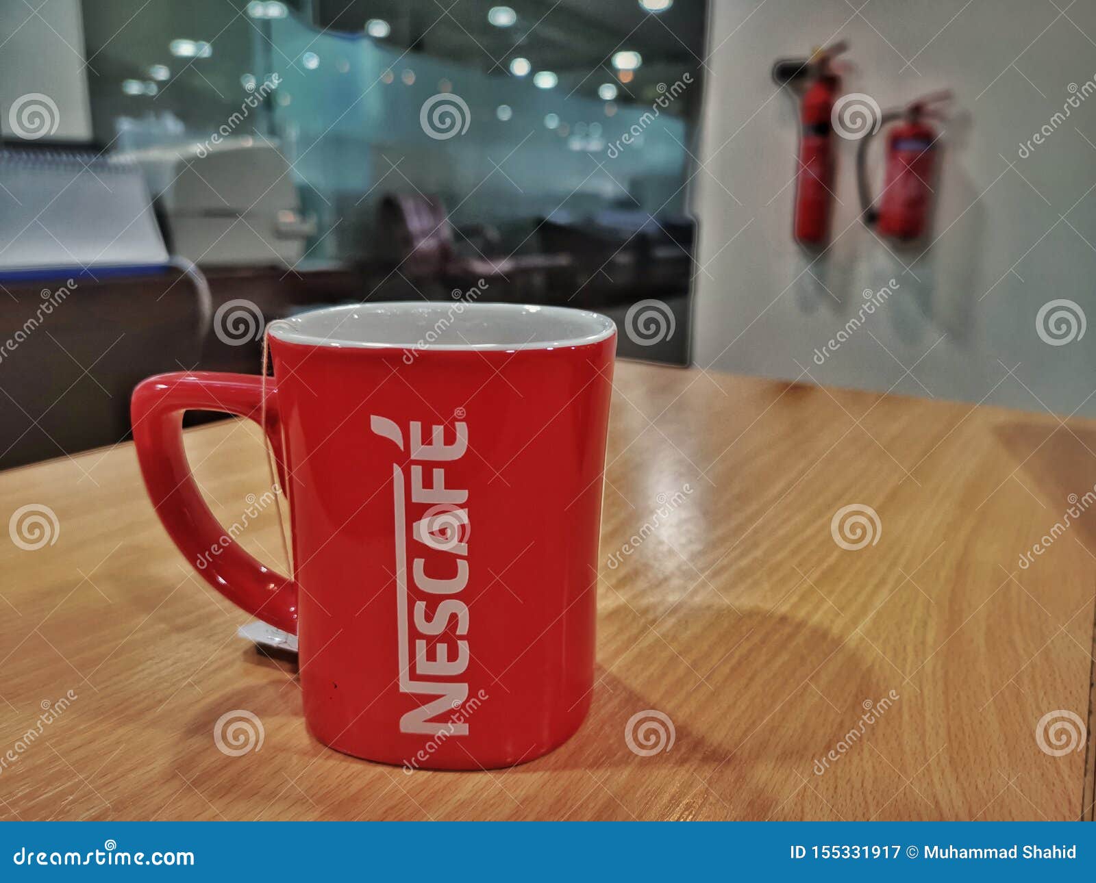 Coffee Tea Mug on Table Interior of Office Indoor Editorial Photography ...