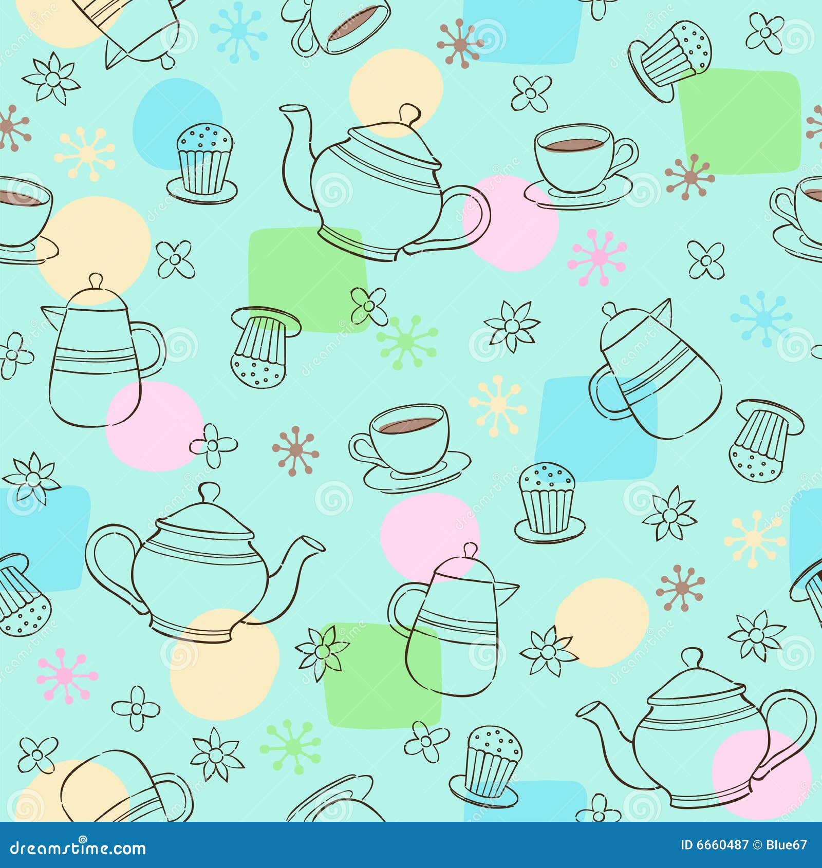 Coffee and Tea Seamless Repeat Pattern Vector Stock Vector - Illustration of muffin ...