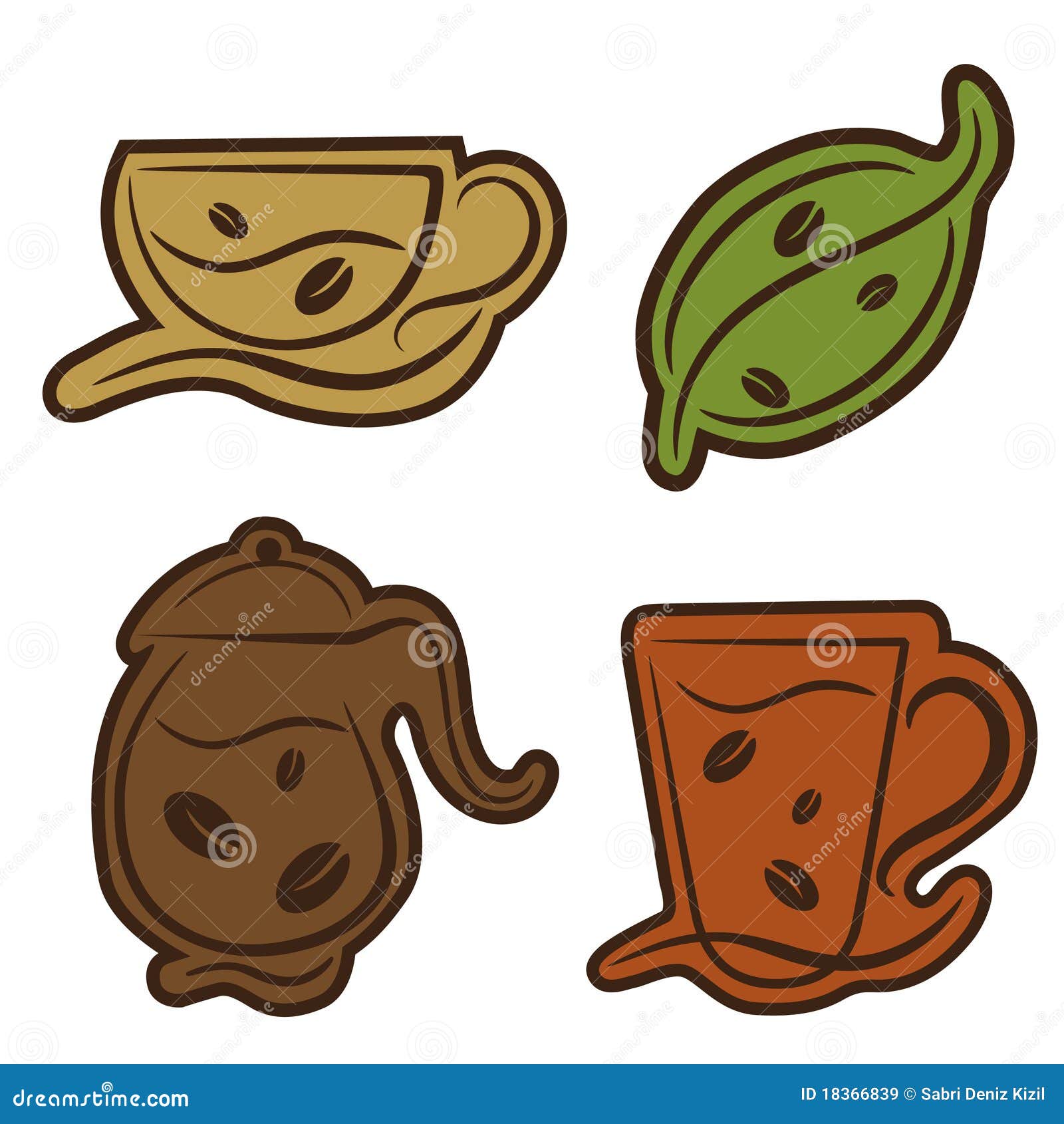Coffee and tea symbols stock vector. Illustration of latte - 18366839