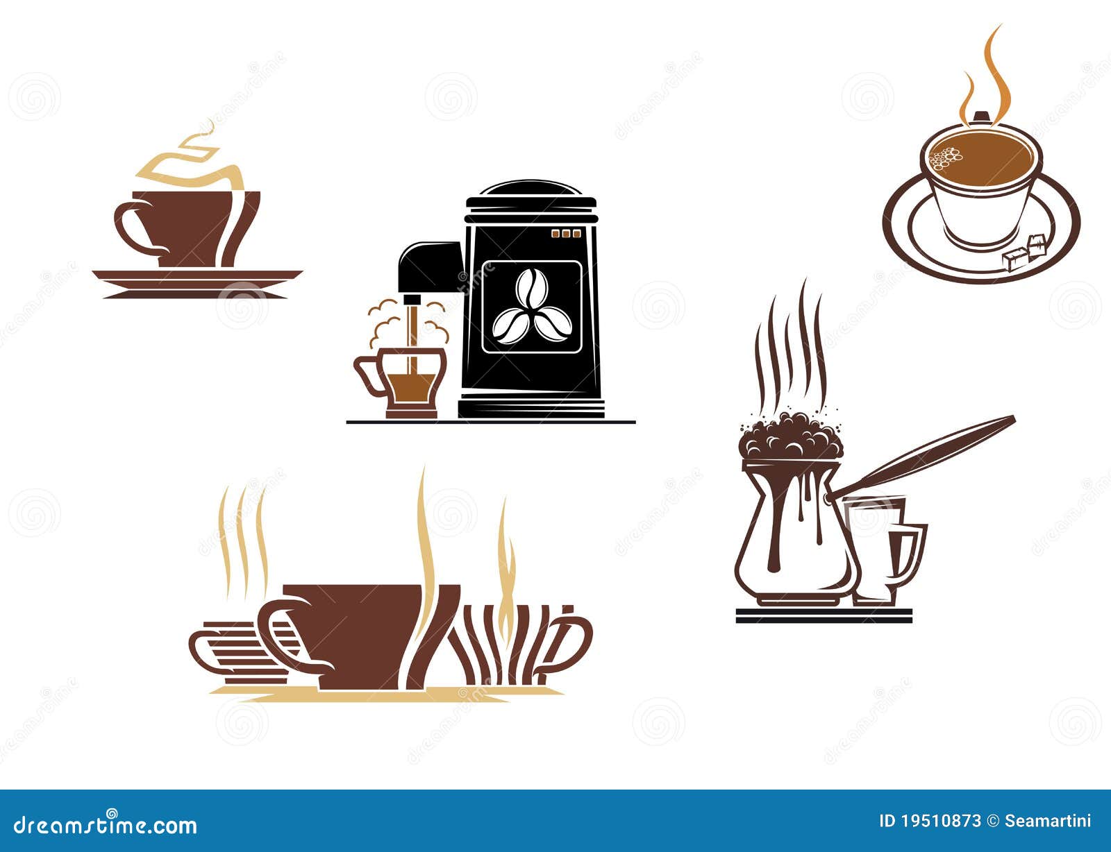 Coffee and tea symbols stock vector. Illustration of bean - 19510873