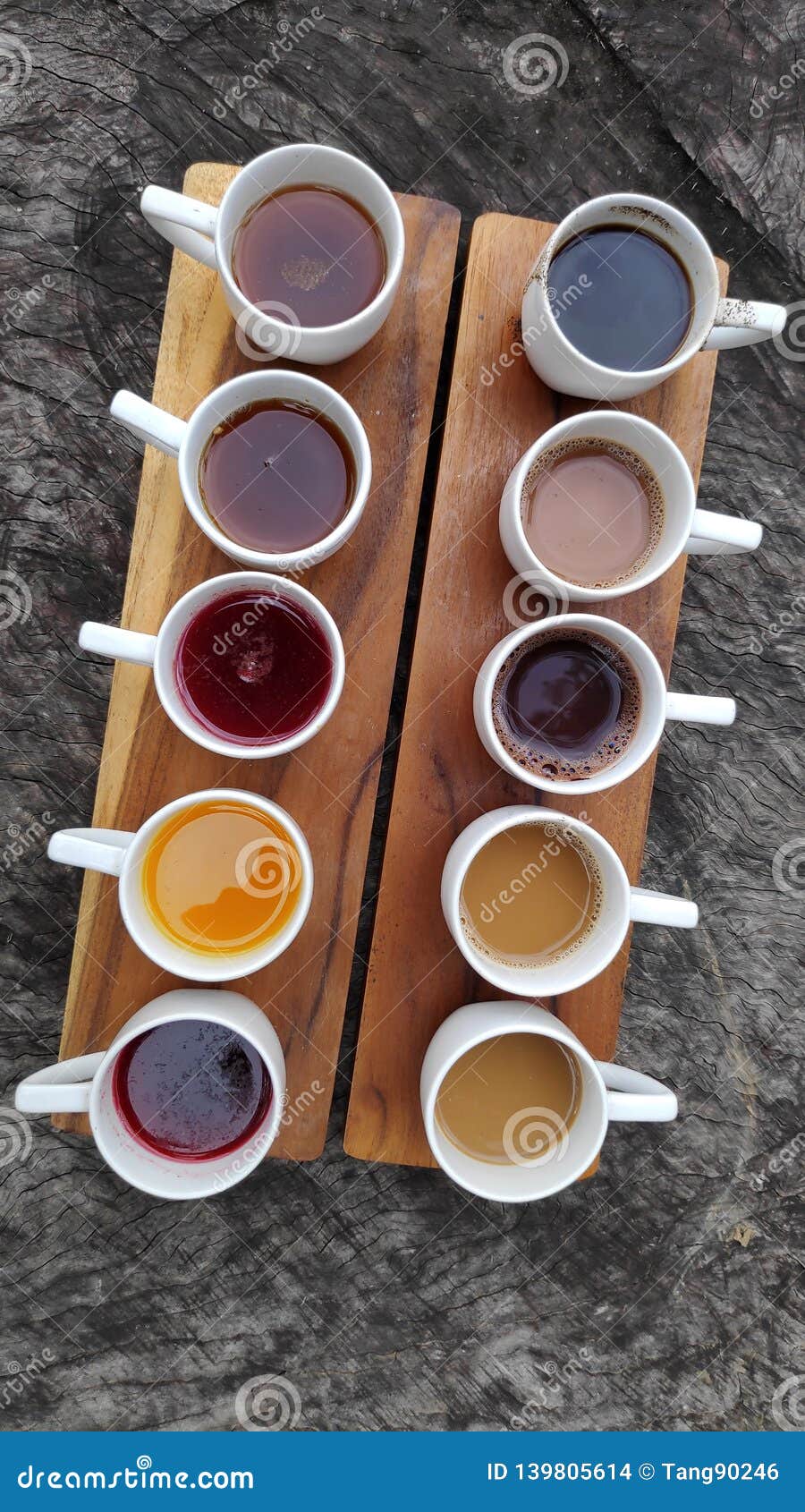 Coffee and Tea Testing on the Wood Table Bali Stock Photo - Image of ...