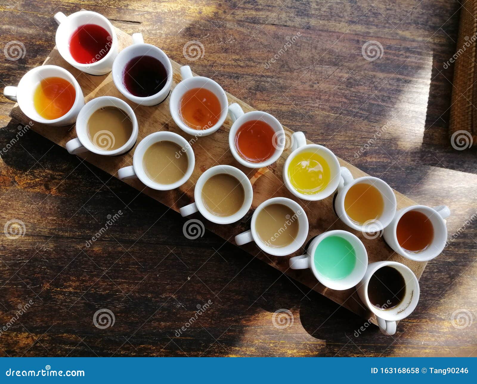 Coffee and Tea Testing on the Wood Table Bali Stock Photo - Image of ...