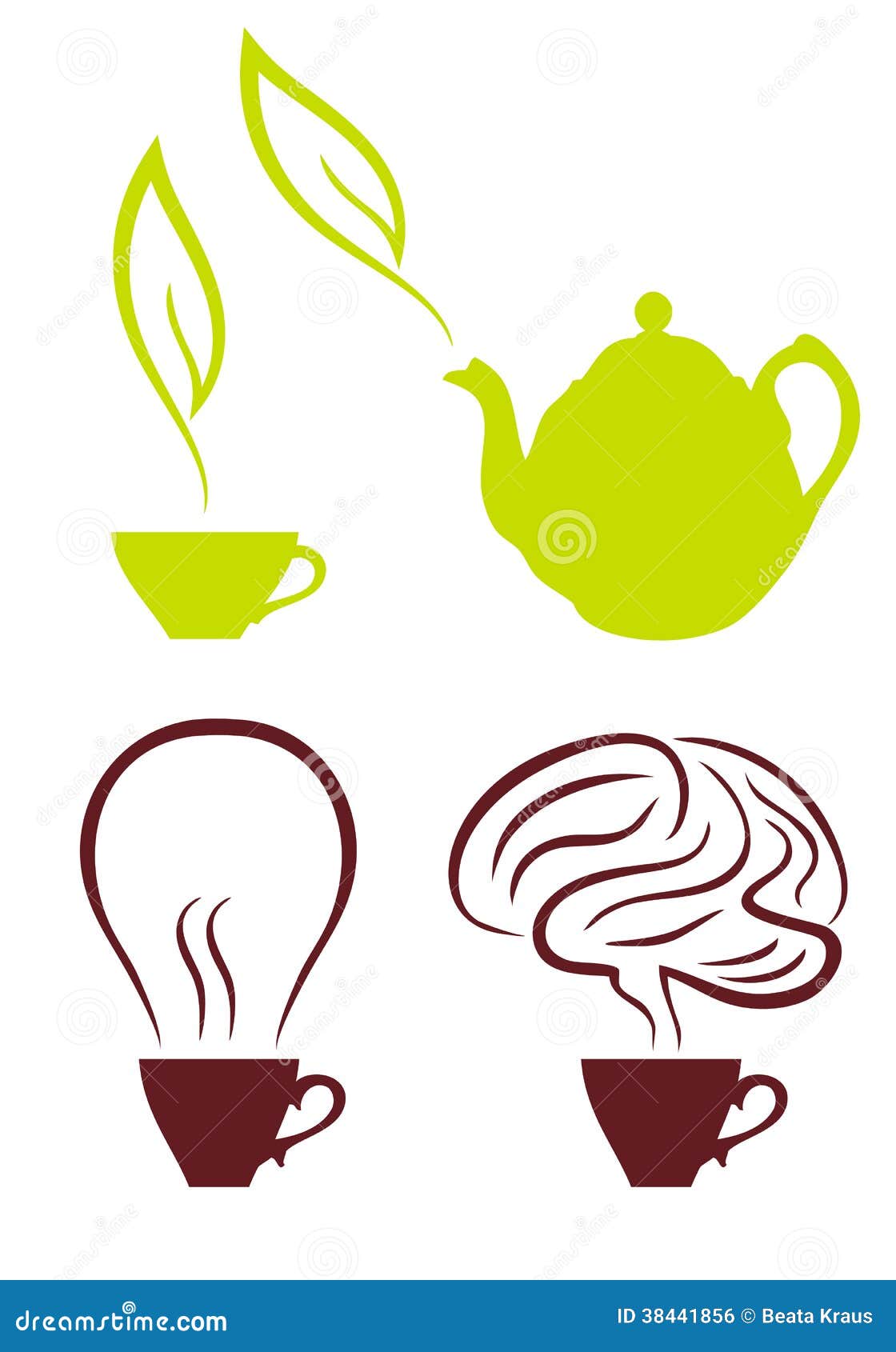 Coffee and tea, vector set stock vector. Illustration of cafe - 38441856