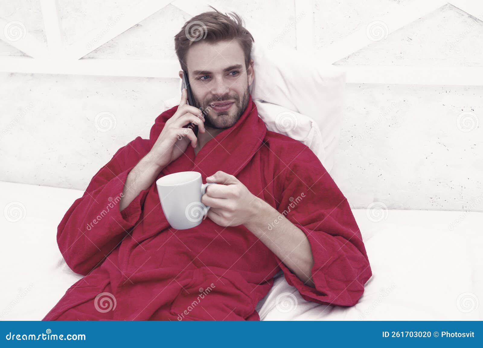 Coffee and Technology Have Gone Hand in Hand. Young Man Using Mobile ...