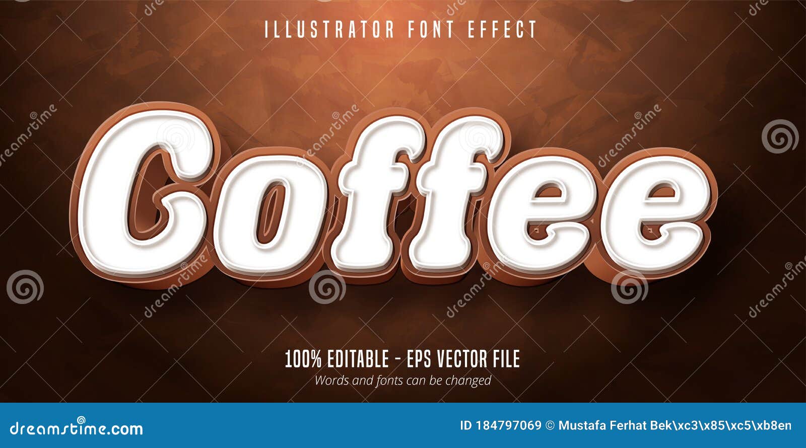 Coffee Text, 3d Editable Font Effect Cartoon Vector | CartoonDealer.com ...