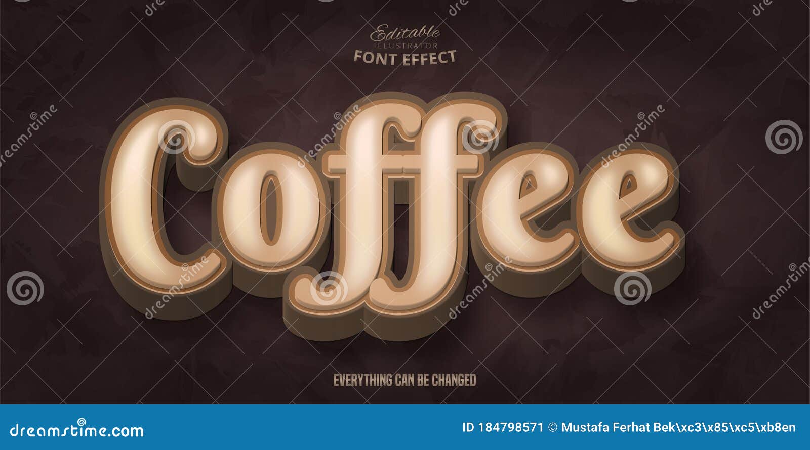 Coffee Text, 3d Editable Font Effect Stock Vector - Illustration of ...