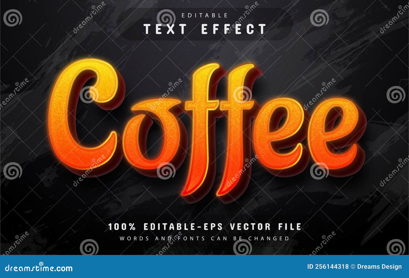 Coffee Text Effect with Gradient Stock Vector - Illustration of white ...