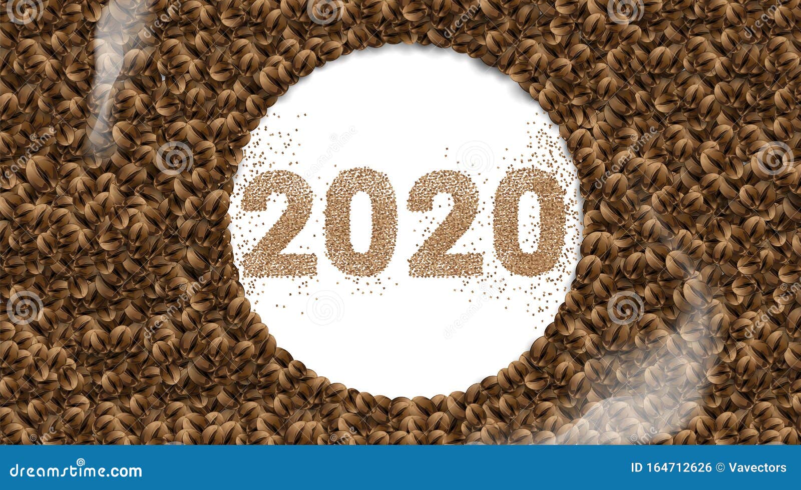 2020 Coffee Text Number Design. Coffee Bean Powder Background. Simple ...