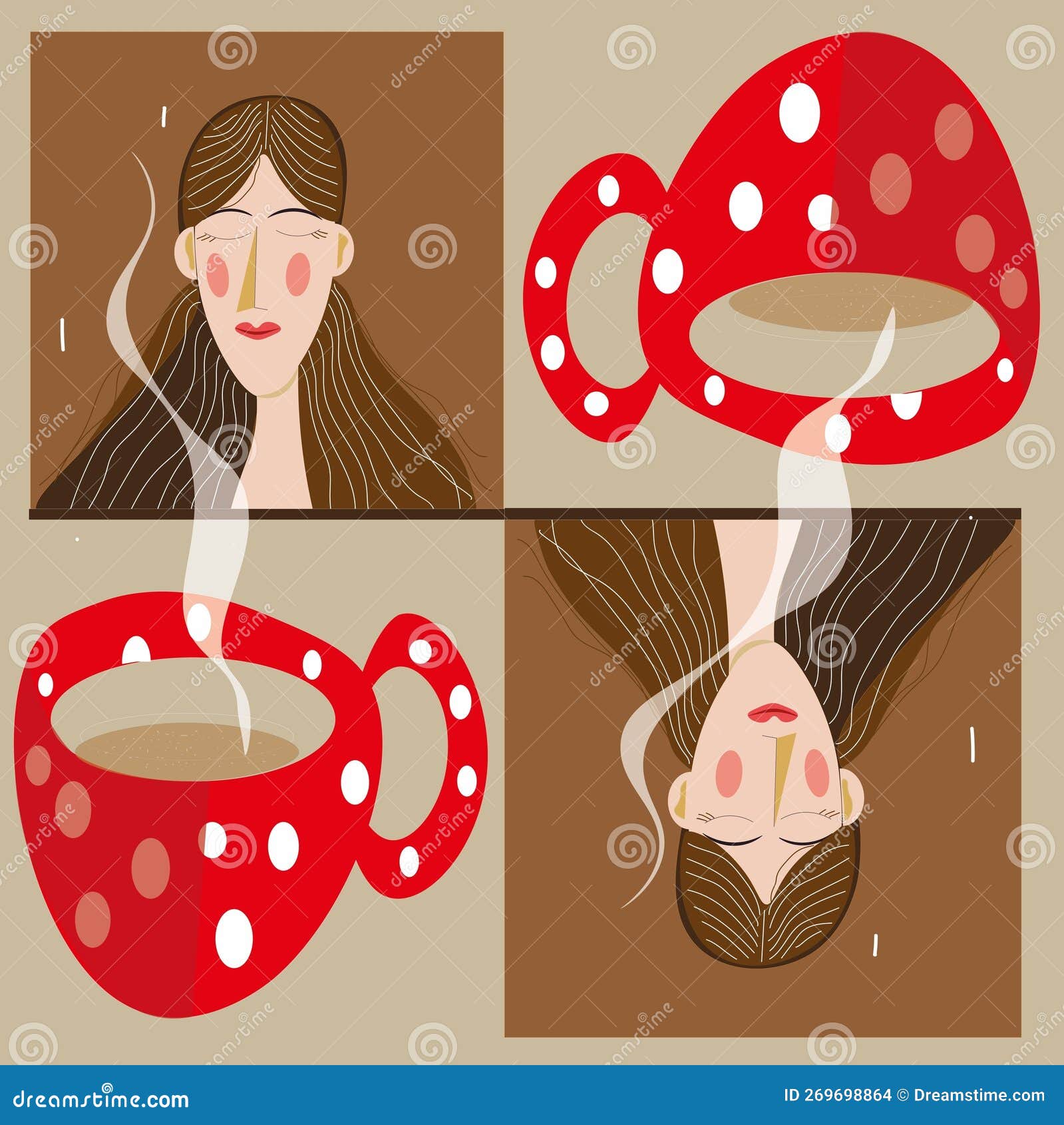 Coffee Theme Staggered Background Cartoon Vector | CartoonDealer.com ...