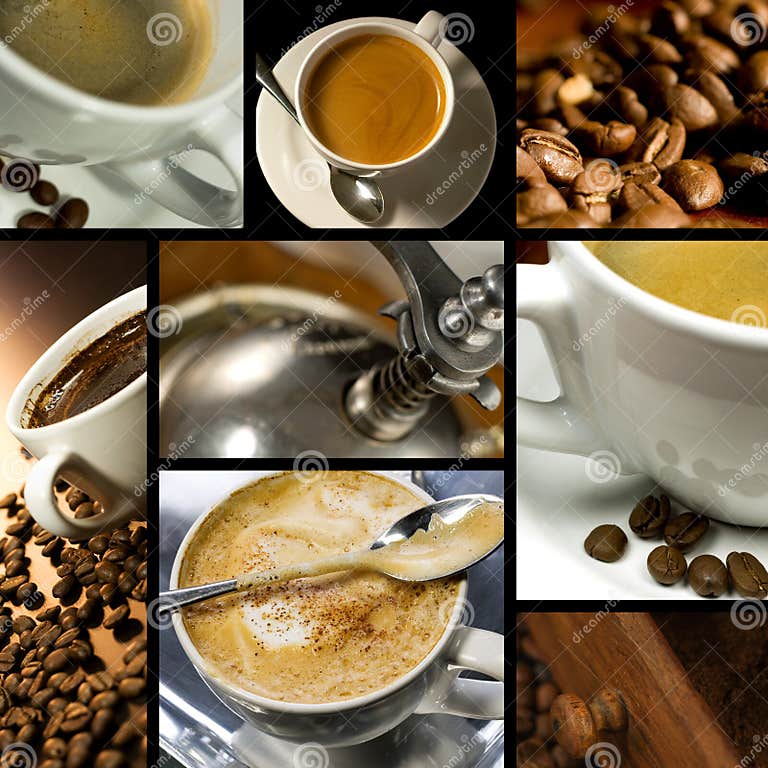 Coffee themed collage stock photo. Image of crop, bean - 5806564