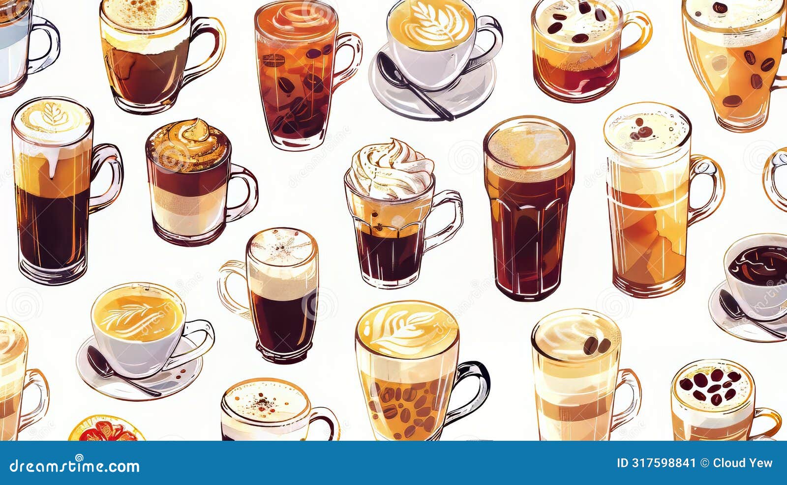 Coffee-themed Design Pattern with Alternating Hot and Cold Beverages ...