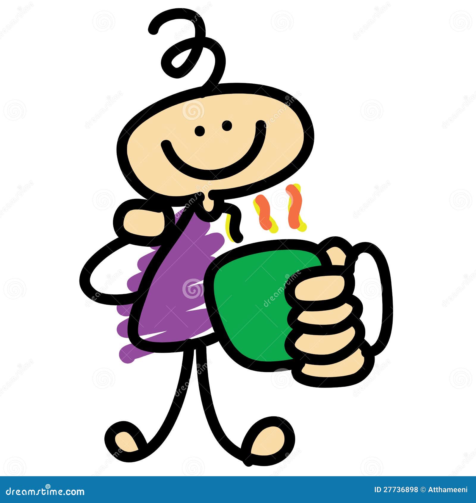 Coffee Time Cartoon Character Hand-drawn Stock Illustration ...