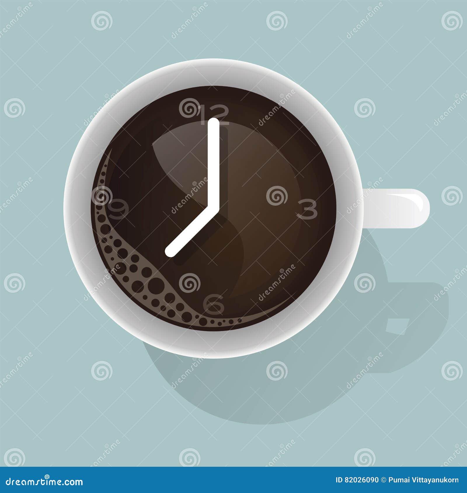 Coffee Time with Clock Concept Stock Vector - Illustration of drink ...