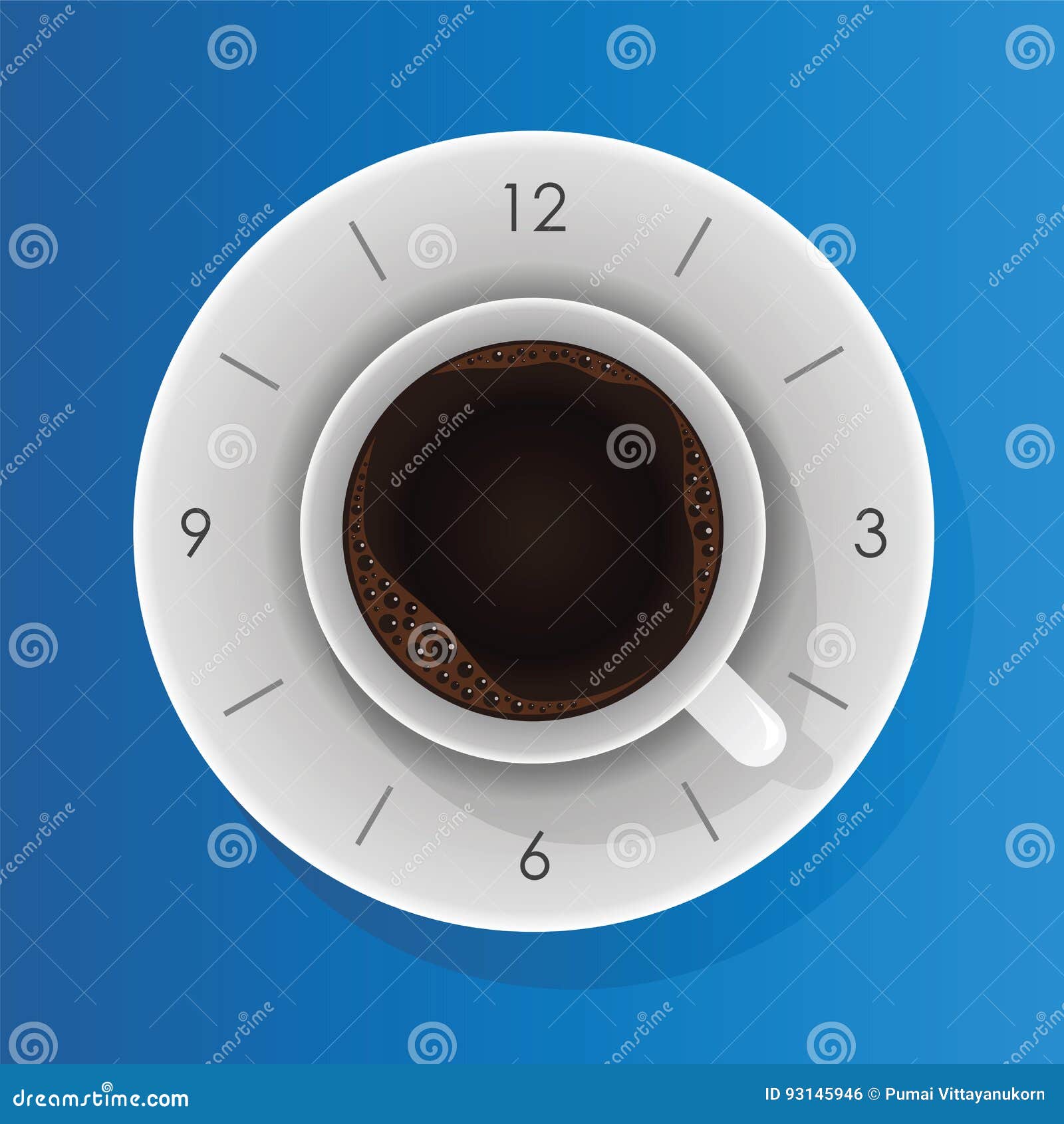 Coffee Time with Clock Concept Stock Vector - Illustration of breakfast ...