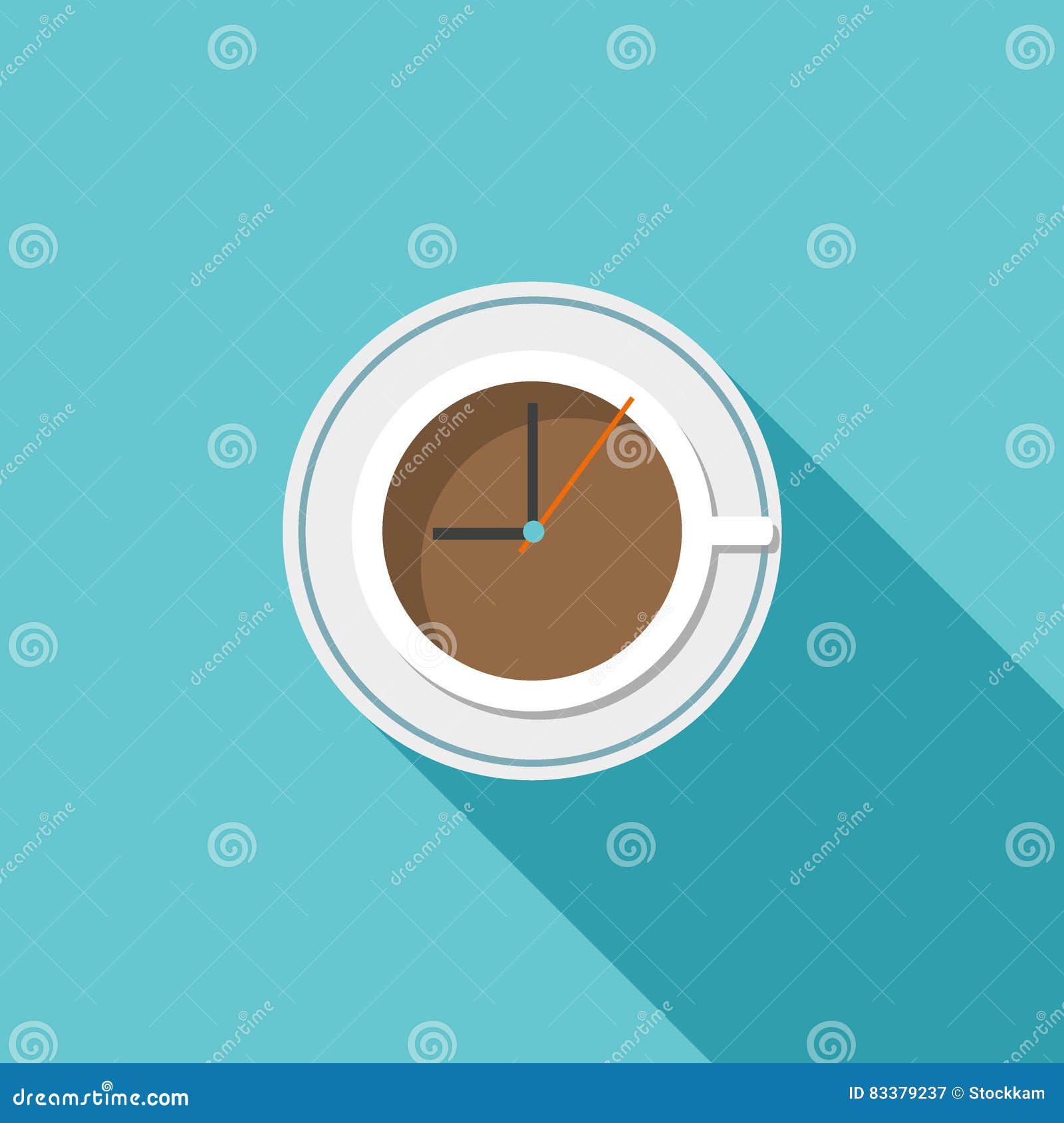 Coffee Time Concept with Cup and Abstract Clock Stock Vector ...