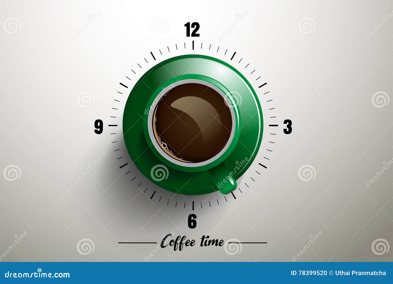 Coffee Time Design with Clock Concept Stock Vector - Illustration of ...
