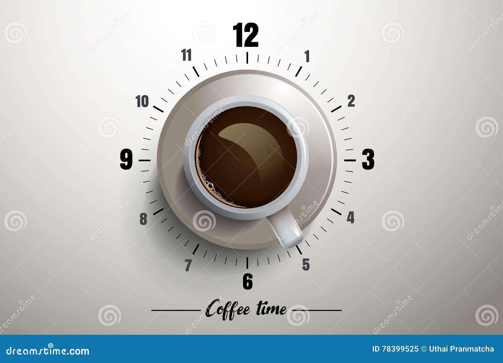 Coffee Time Design with Clock Concept Stock Vector - Illustration of ...