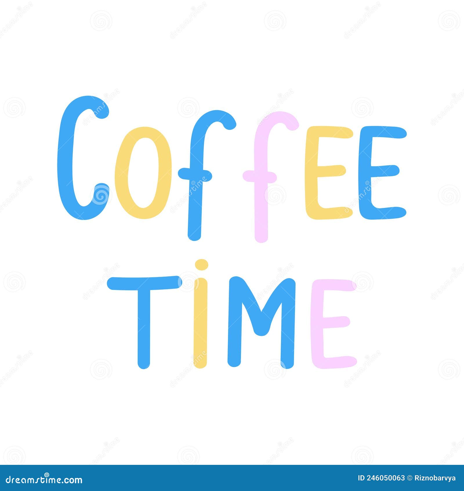 Coffee Time Hand Written Text Stock Vector - Illustration of time ...