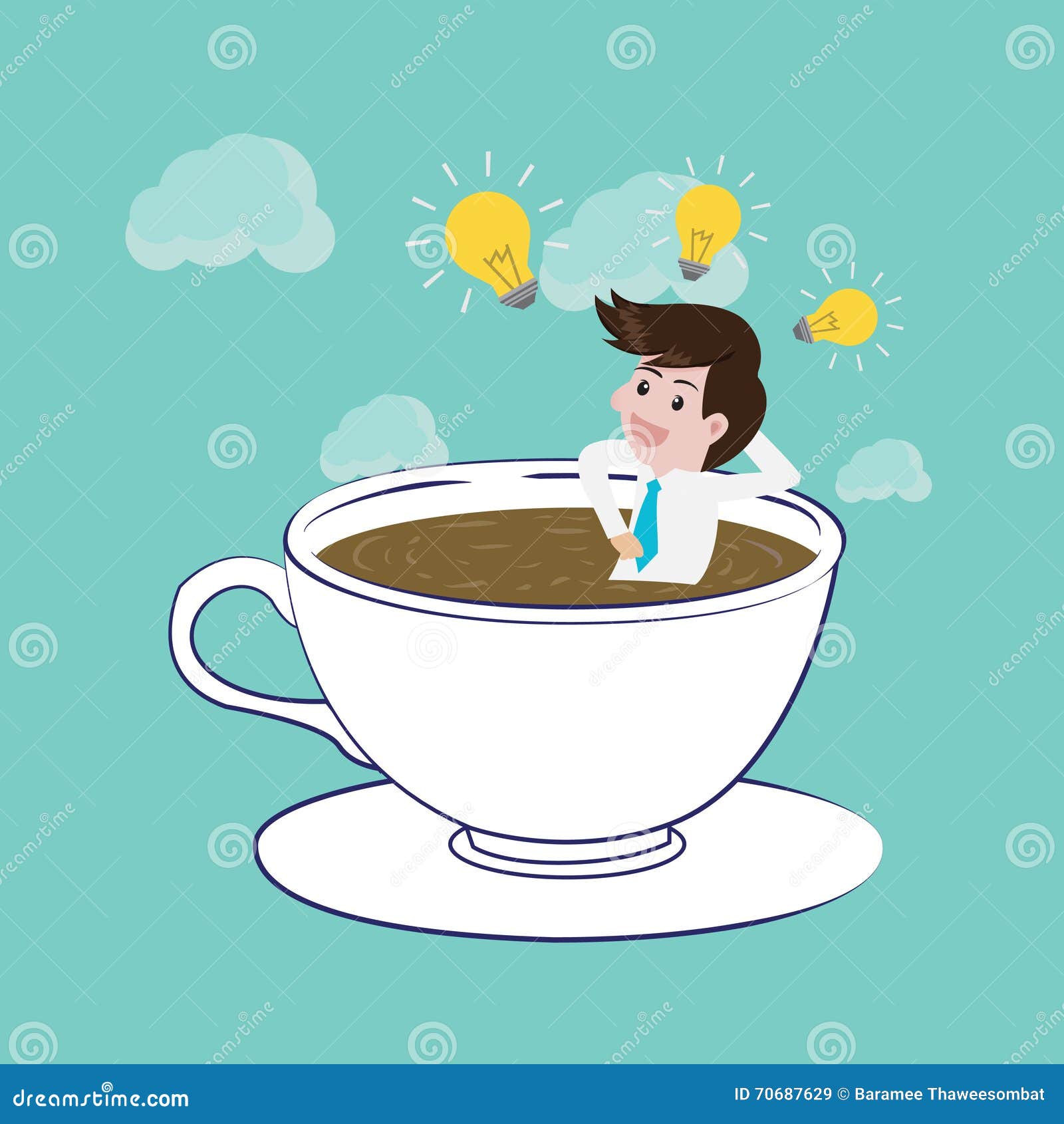 Coffee Time is Happy and Create Idea. Stock Illustration - Illustration ...