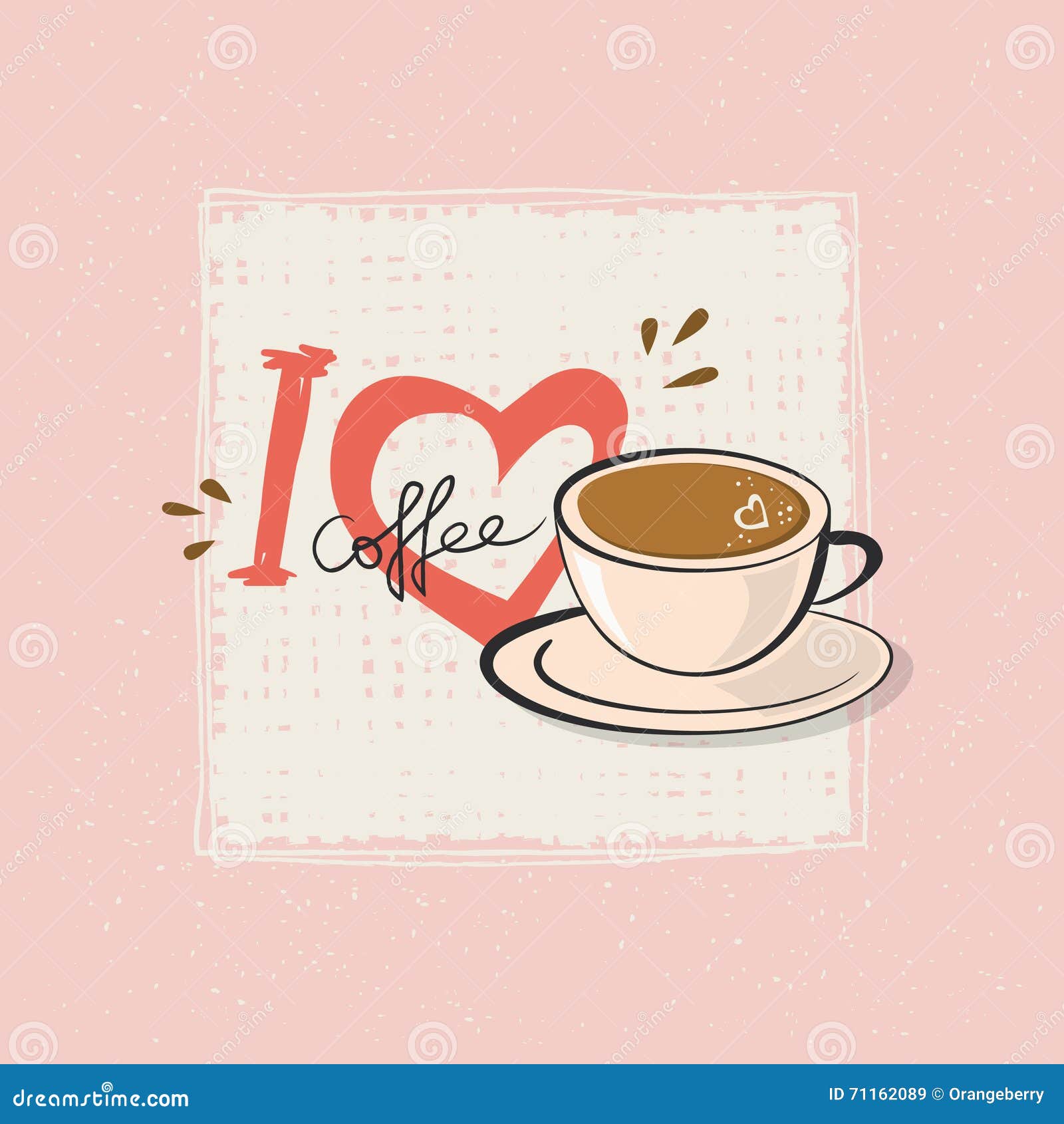 Coffee time, i love coffee stock vector. Illustration of sign - 71162089