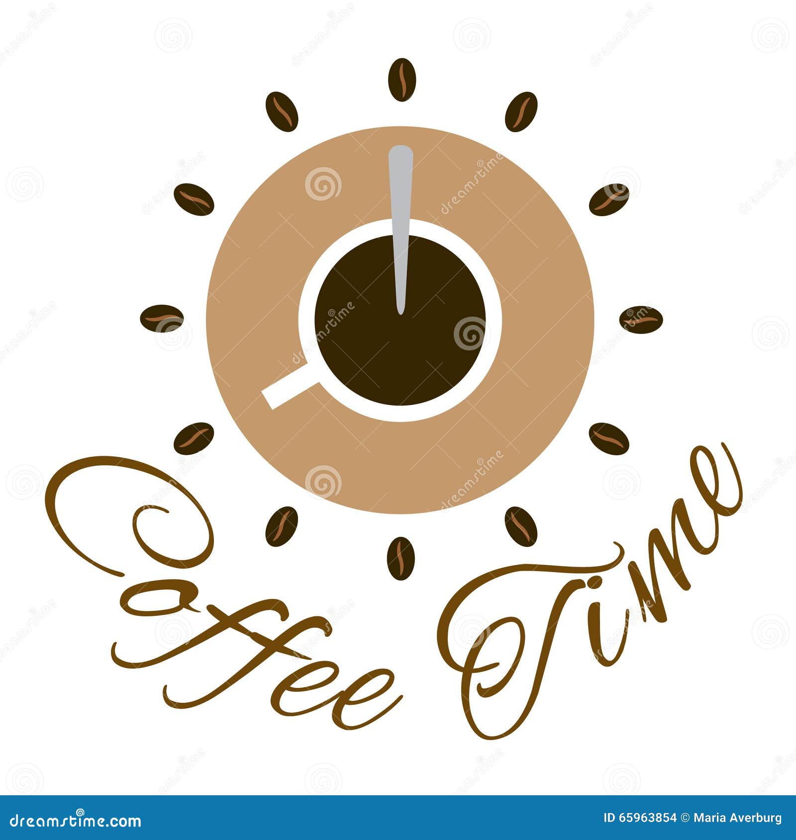 Coffee time logo design. stock vector. Illustration of white - 65963854
