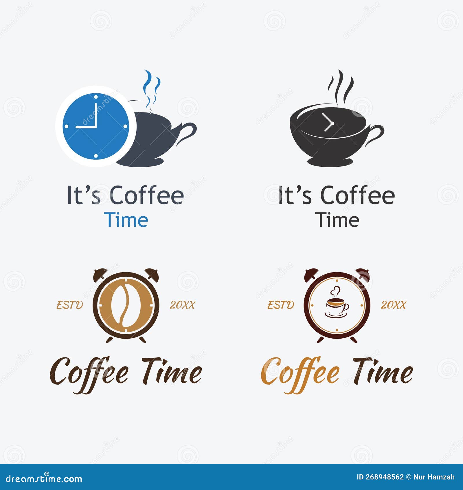 Coffee Time Vector Illustration Logo Template with Flat Concept Stock ...