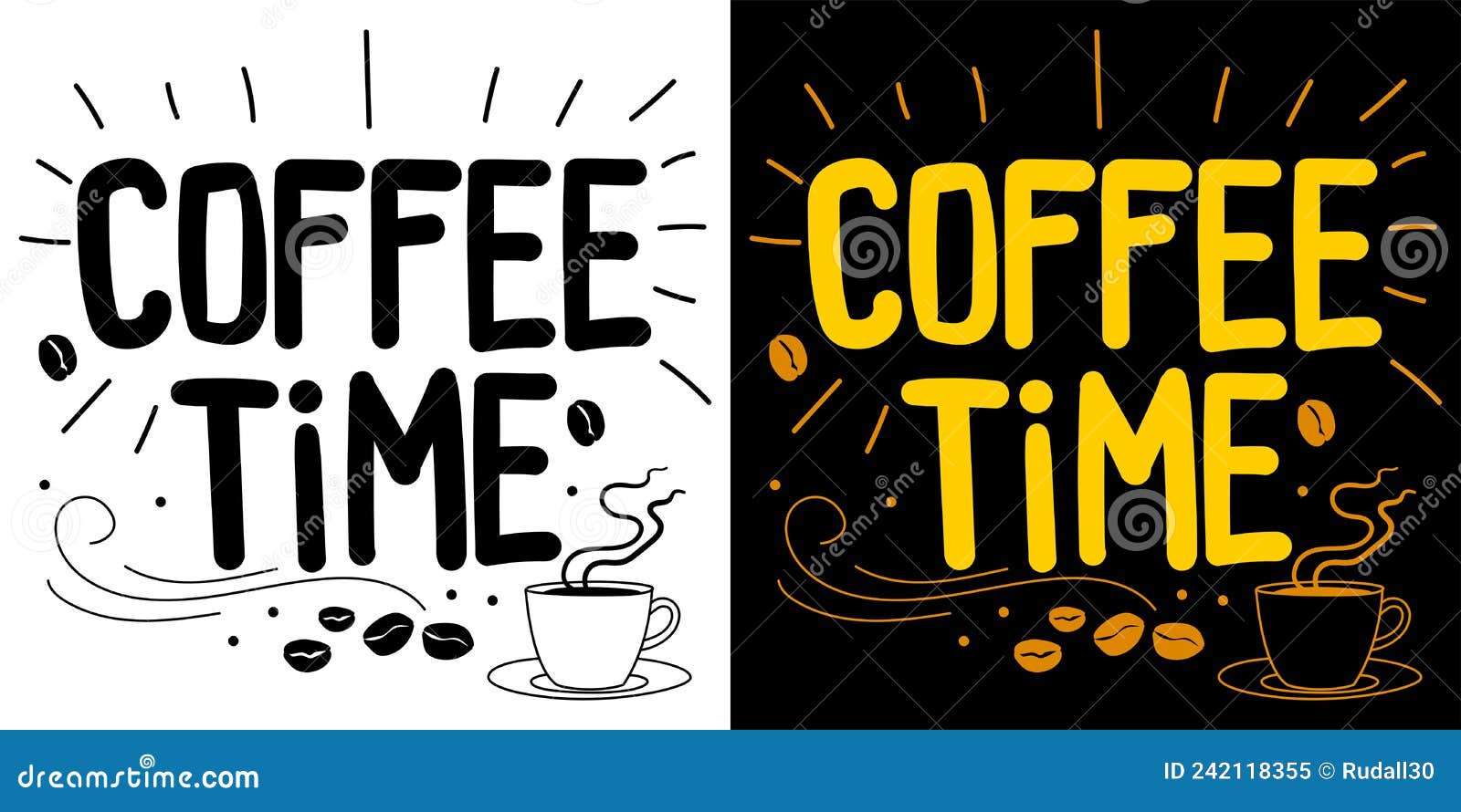 Coffee Time typography stock vector. Illustration of handwrite - 242118355