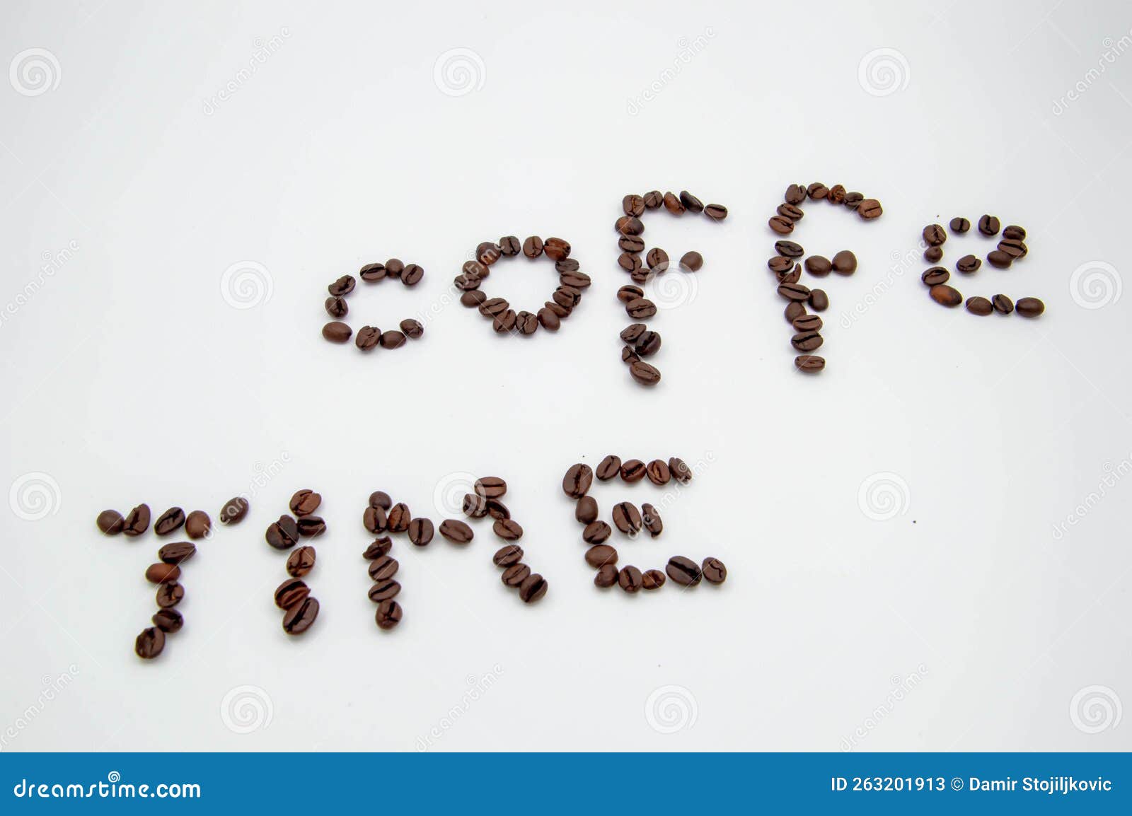 Coffee time on white stock image. Image of time, spelling - 263201913