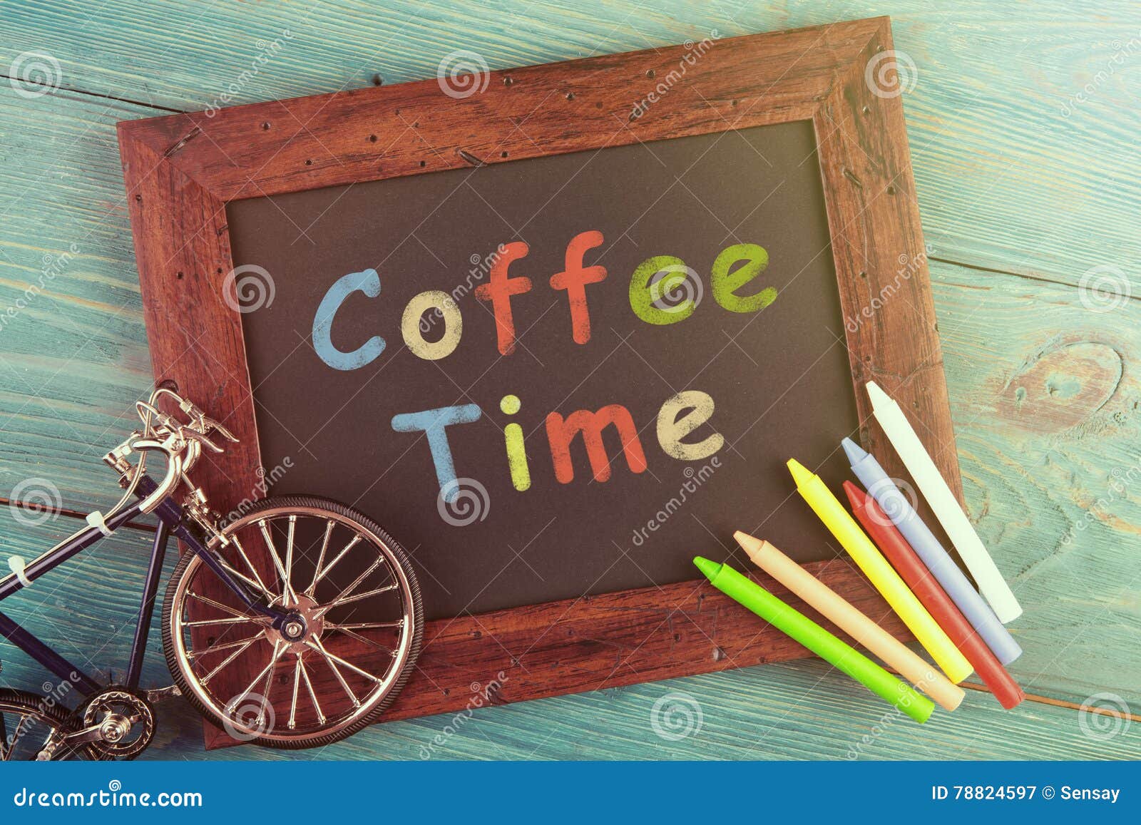 Coffee Time Written in on Black Chalkboard Stock Image - Image of ...
