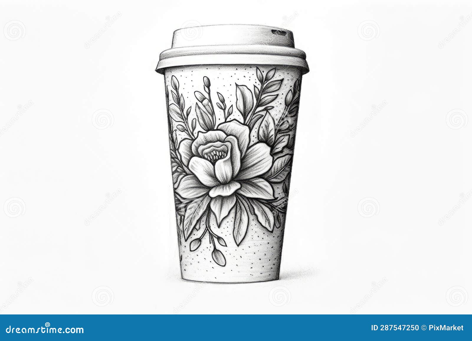 Coffee To Go Cup Sketch, Generative AI Stock Illustration ...