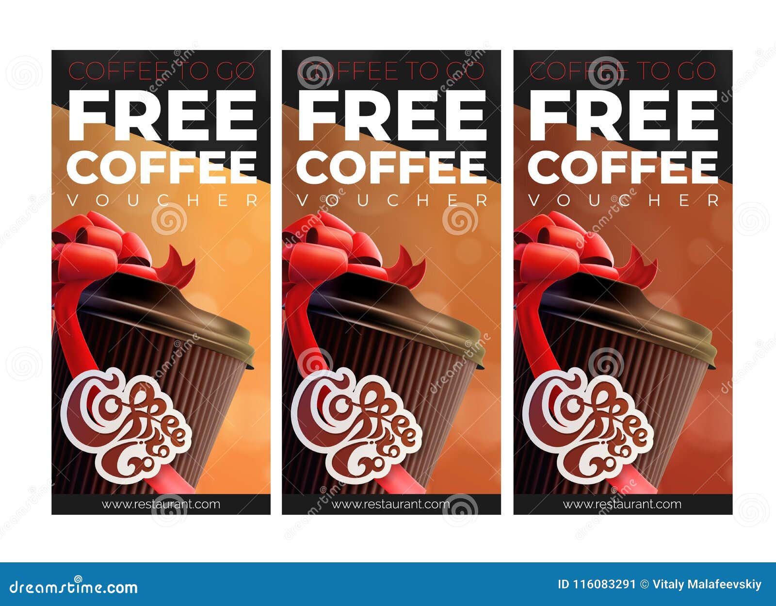 Coffee To Go Printable Free Coffee Vouchers. 3 Versions Stock Vector ...