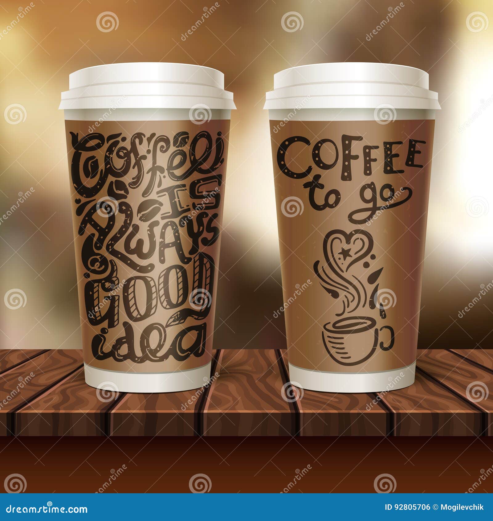 Coffee To Go Two Cup Composition Stock Vector - Illustration of latte ...