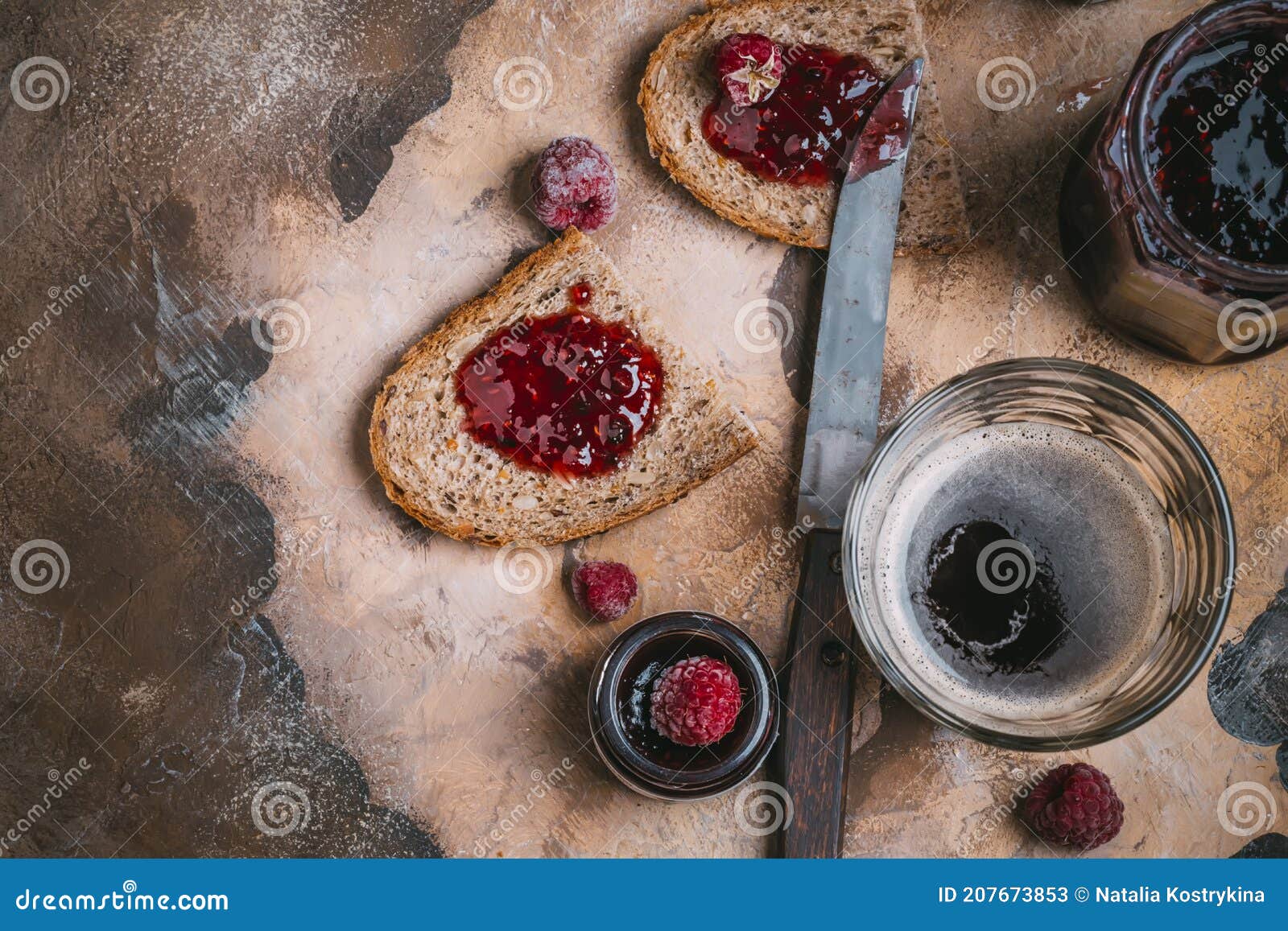Coffee and Toast with Raspberry Jam Stock Image - Image of espresso ...