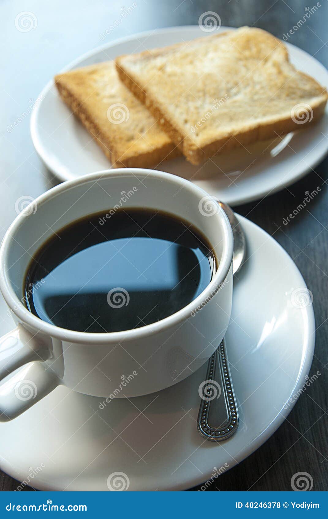 Coffee and Toast on Wooden Table Stock Photo - Image of fresh ...