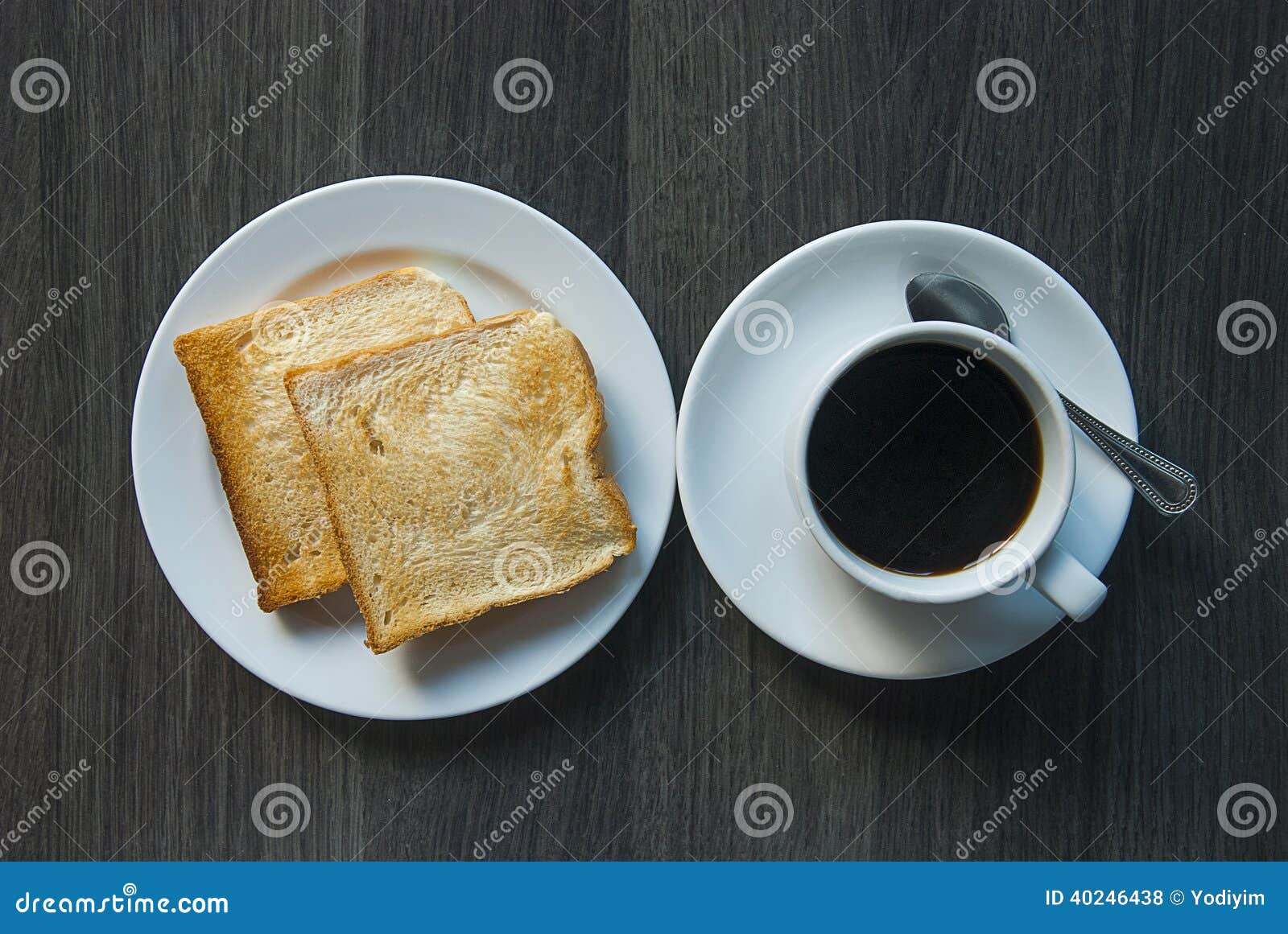 Coffee and Toast on Wooden Table Stock Photo - Image of orange, plate ...