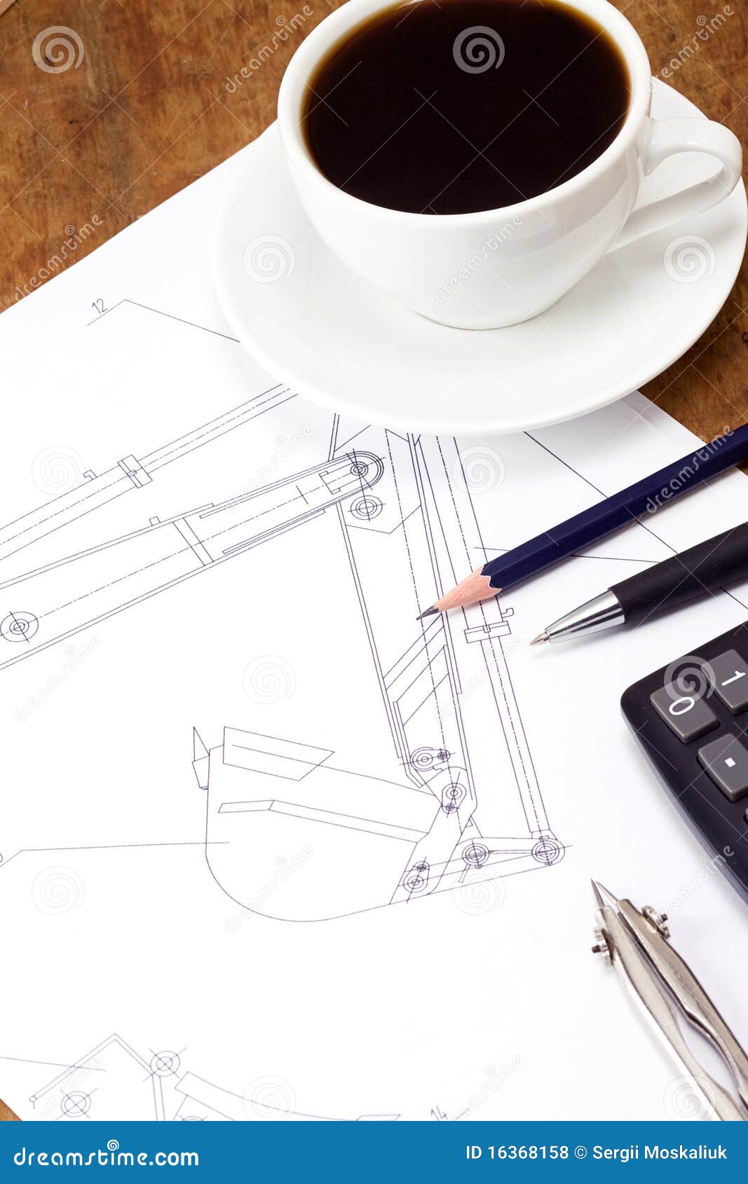 Coffee and Tools at Drafting Stock Photo - Image of form, maths: 16368158