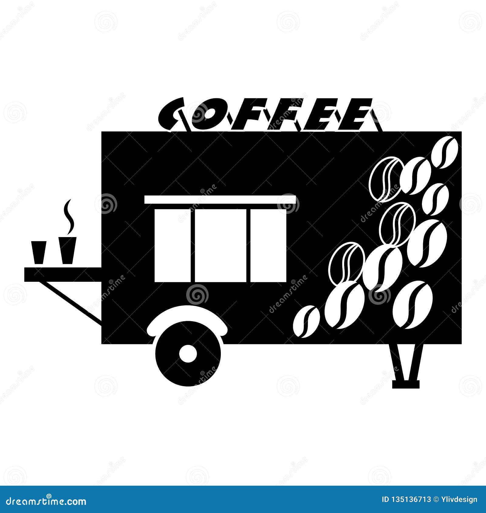 Coffee Trailer Shop Icon, Simple Style Stock Vector - Illustration of ...