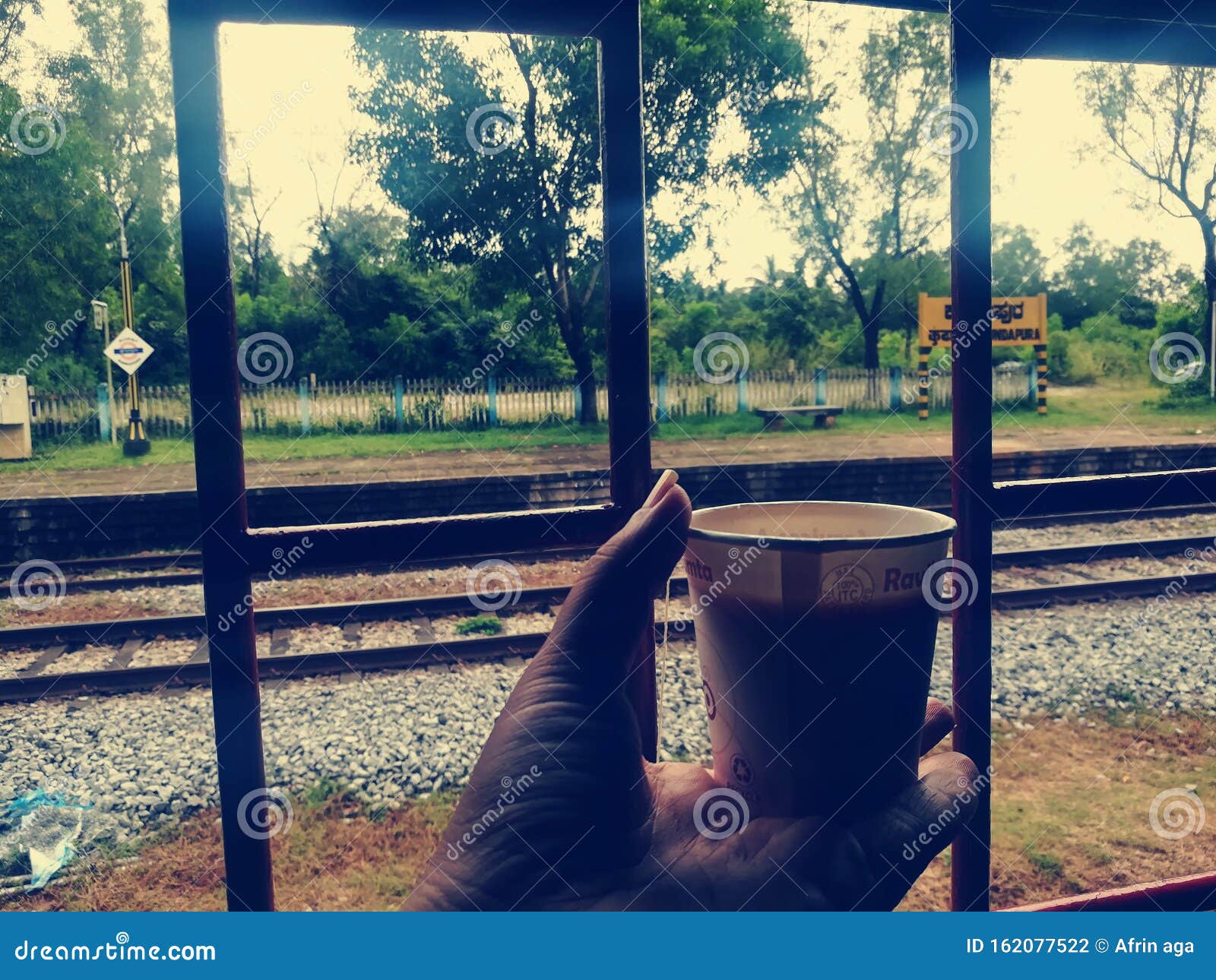 Coffee in the train stock photo. Image of view, hand - 162077522
