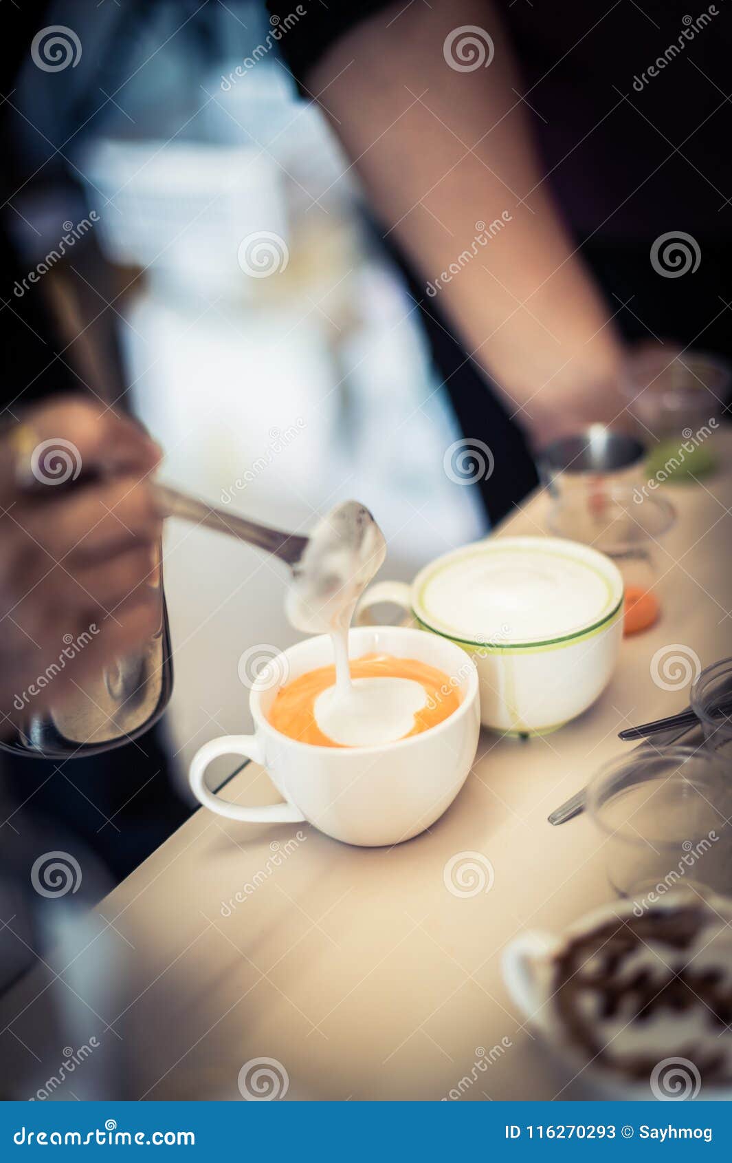 Coffee Trainer Made a Hot Latte Art Stock Image - Image of business ...
