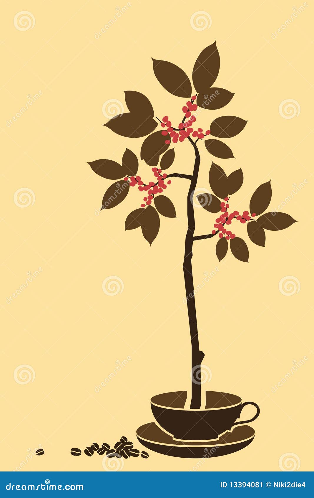 Coffee tree stock vector. Illustration of coffee, painting - 13394081