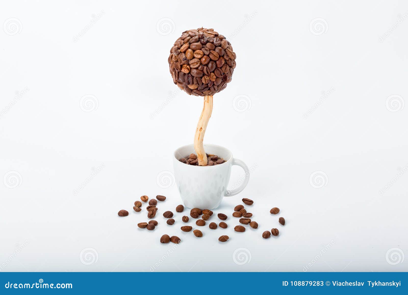 Coffee tree in a cup stock image. Image of pile, sack - 108879283