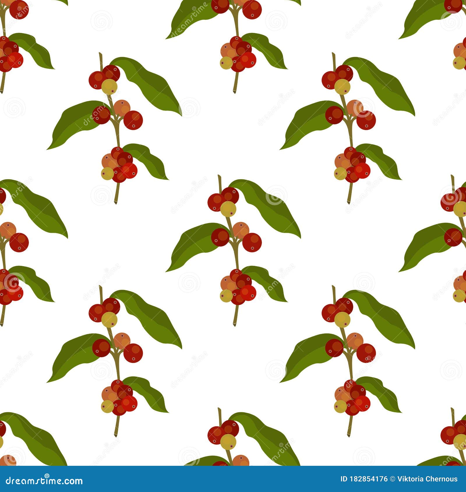 Coffee Tree Seamless Pattern Stock Illustration - Illustration of beans ...