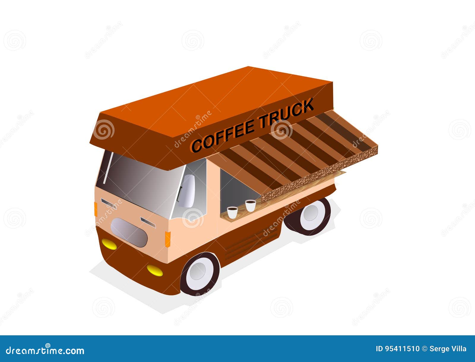 Coffee Truck Outline Icon Collection Or Set. Coffee Truck Thin Vector ...